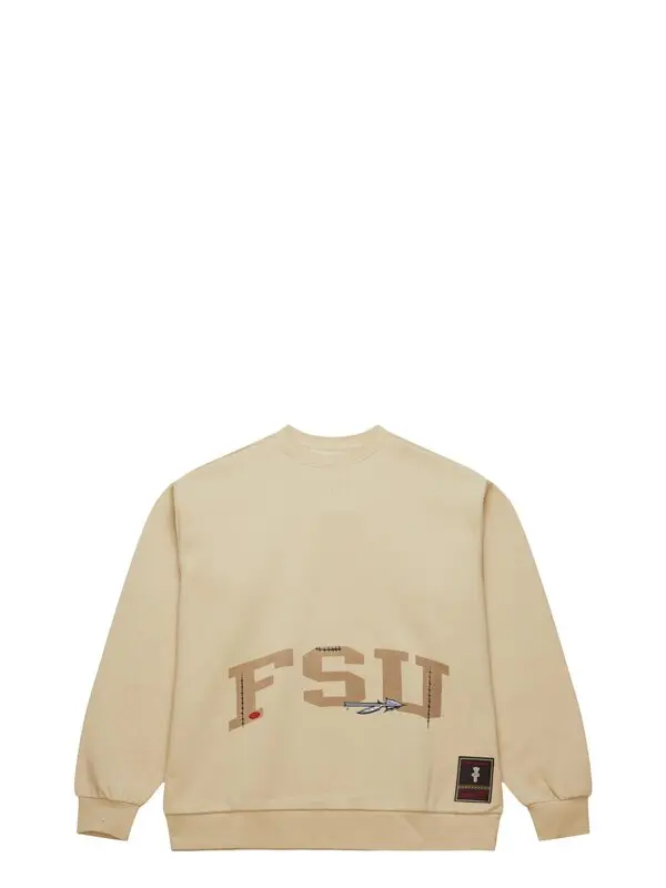 TRAVIS SCOTT X Mitchell & Ness Florida State Seminoles Pullover Sweatshirt - Tan