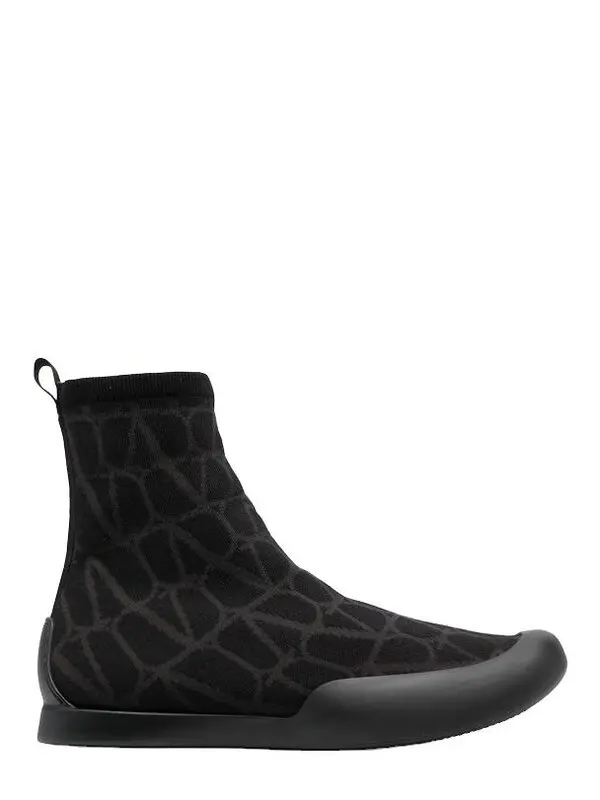 Valentino Garavani Toile Iconographe Sock Boot - Black