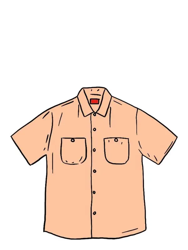 Supreme Silk Short Sleeve Work Shirt - Peach