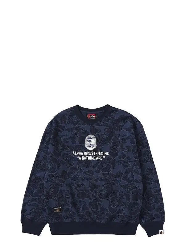 BAPE X Alpha Industries Crewneck Sweatshirt - Navy Blue