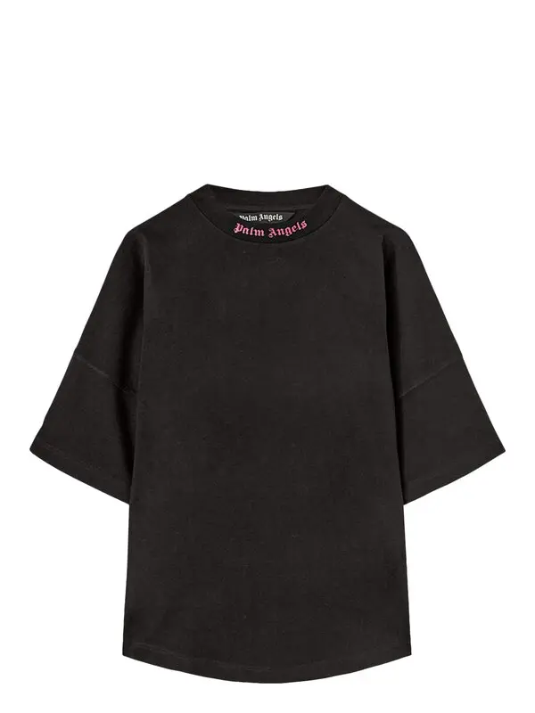 Palm Angels Doubled Logo Over Tee /fuchsia - Black