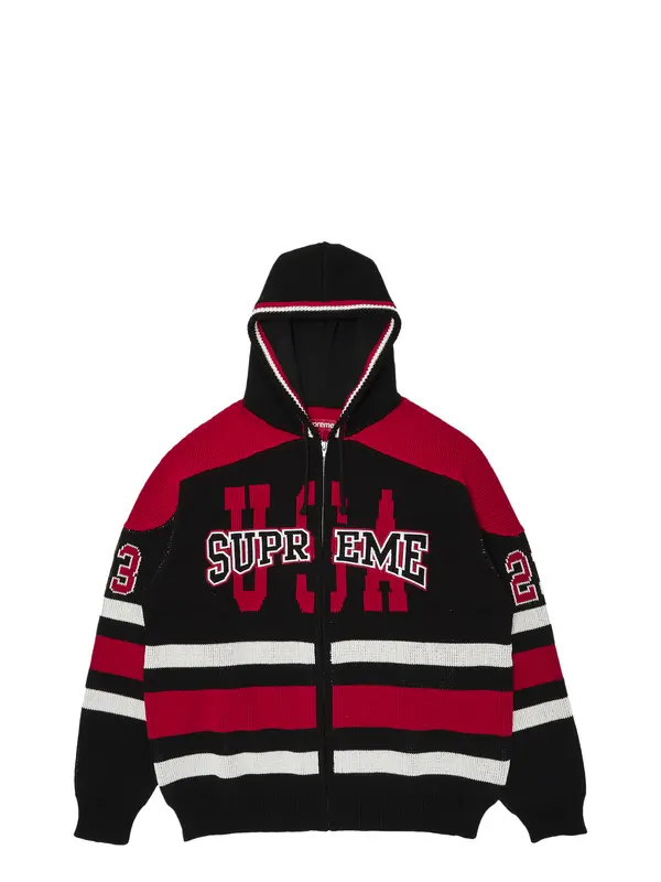 Supreme Usa Zip Up Hooded Sweater - Black