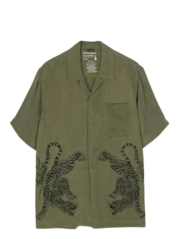 MAHARISHI Tiger-embroidered Short-sleeve Shirt - Green