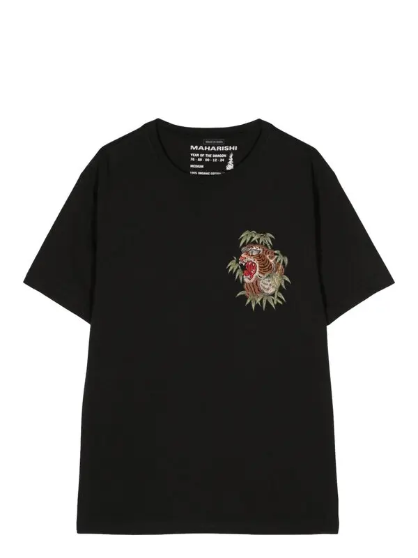 MAHARISHI Tiger-embroidered Organic Cotton T-shirt - Black