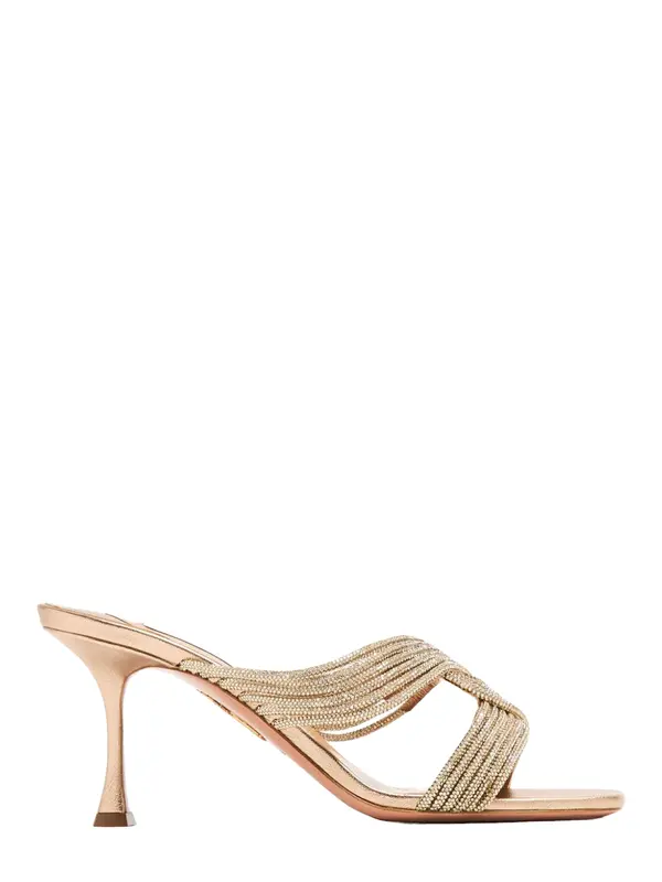 AQUAZZURA Gatsby 75mm Embellished Mules - Neutrals