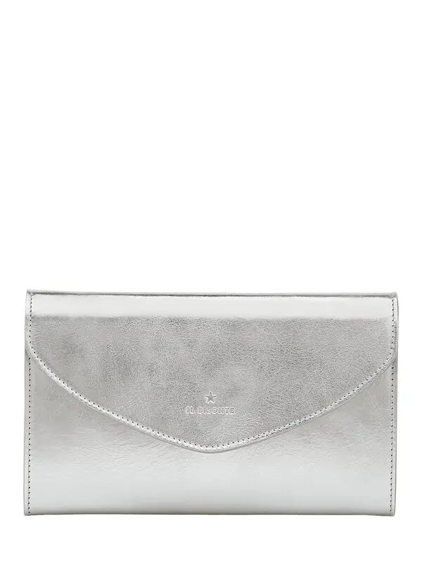 Il Bisonte Bigallo Envelope Leather Clutch - Silver