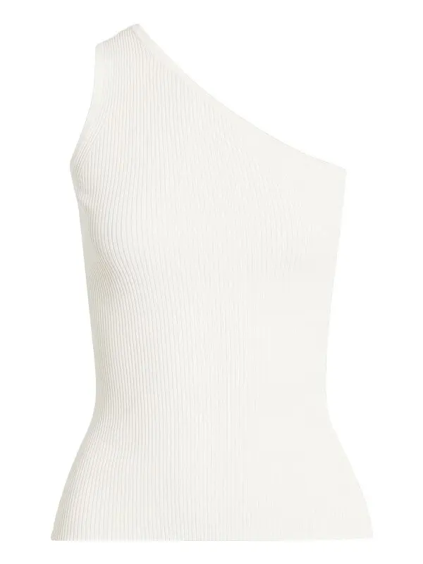 Zimmermann One-shoulder Ribbed-knit Top - Ivory