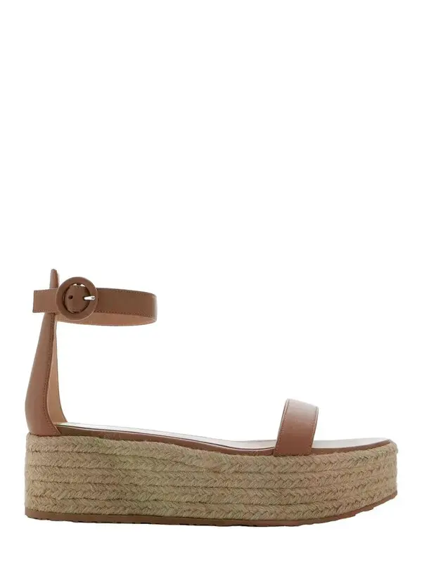 GIANVITO ROSSI Leather Platform Sandals - Neutral