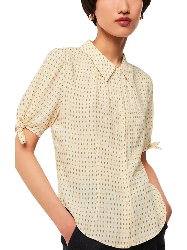 Whistles Oval Spot Tie Sleeve Shirt - Ivory/multi