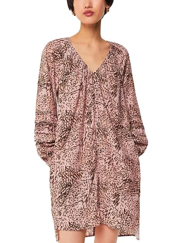 Whistles Animal Swirl Cocoon Dress - Pink/multi