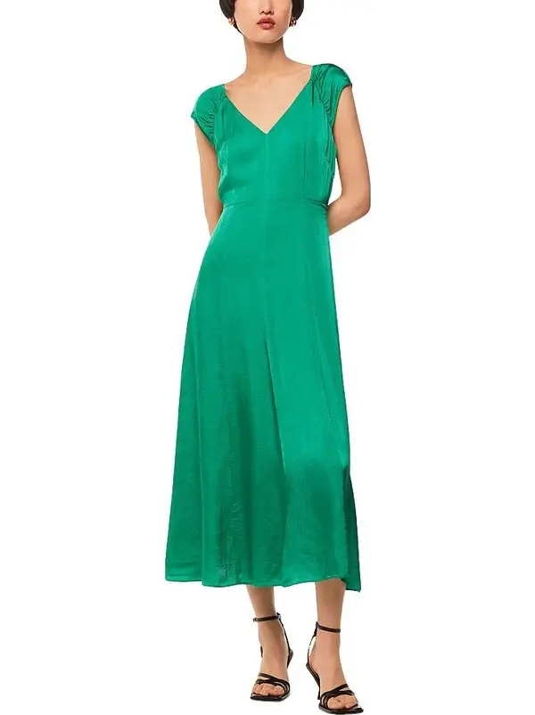 Whistles Arie Hammere Dsatin Midi Dress - Green