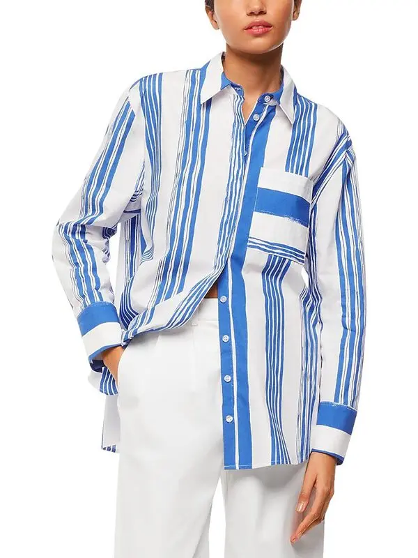 Whistles Painted Stripe Oversized Shirt - Blue/multi