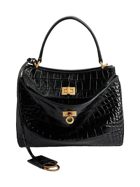 Balenciaga Mini Rodeo Handbag - Black Croc