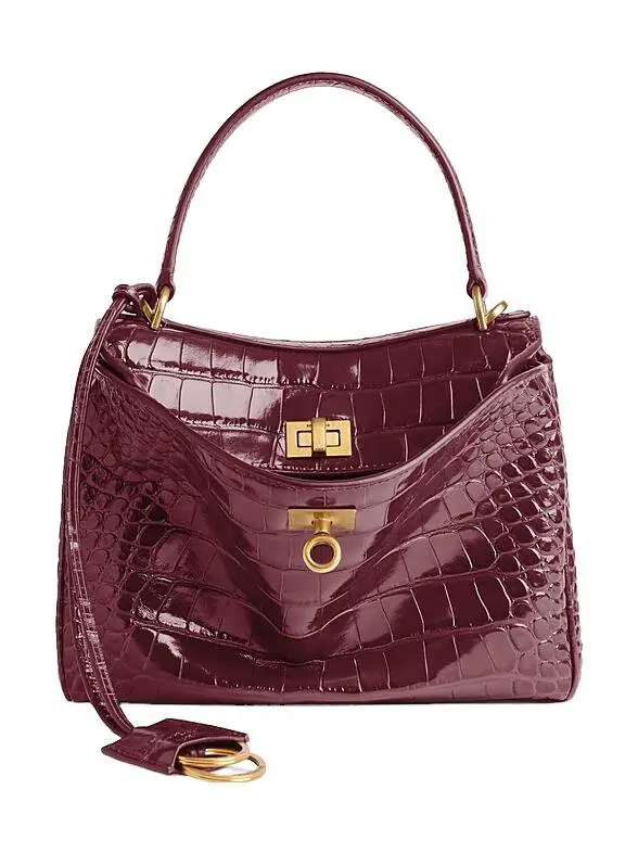 Balenciaga Mini Rodeo Handbag - Dark Burgundy Croc