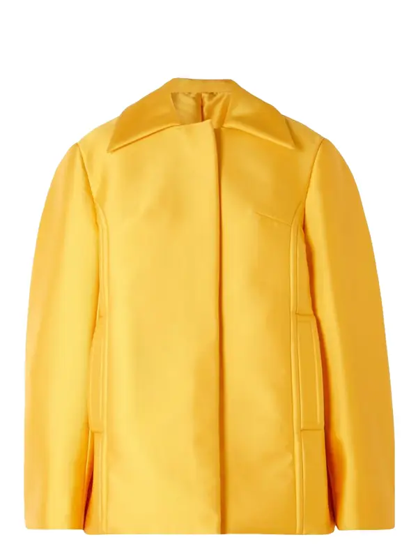 Carven Oversized Satin-twill Jacket - Yellow