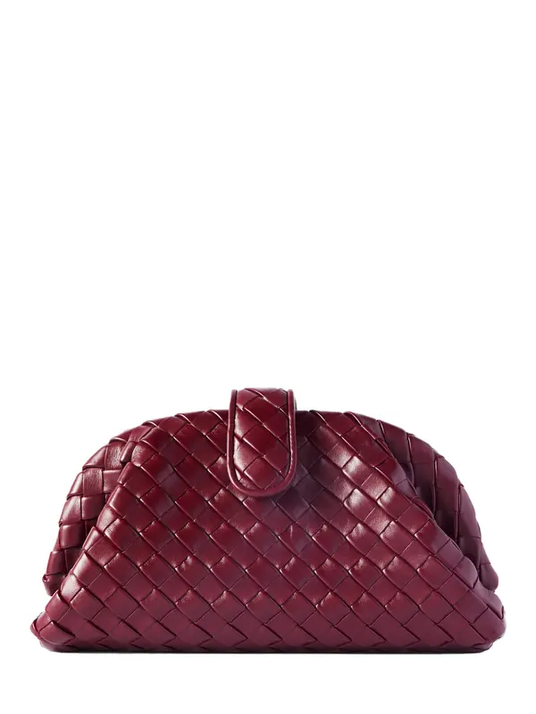 Bottega Veneta Intrecciato Leather Clutch - Burgundy