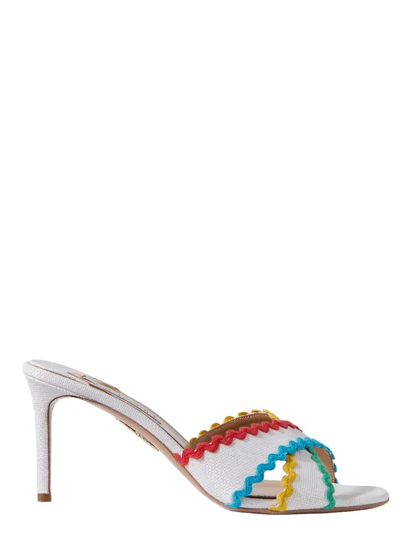AQUAZZURA Ric Rac 75 Raffia Sandals - White