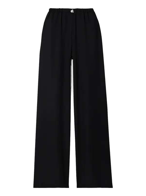 SARA CRISTINA Playa Pearl-embellished Wide-leg Pants - Black