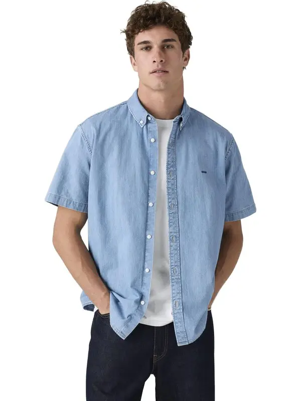 LEVI'S Short Sleeve Authentic Button-down Shirt - Eli Medium Blue Wash