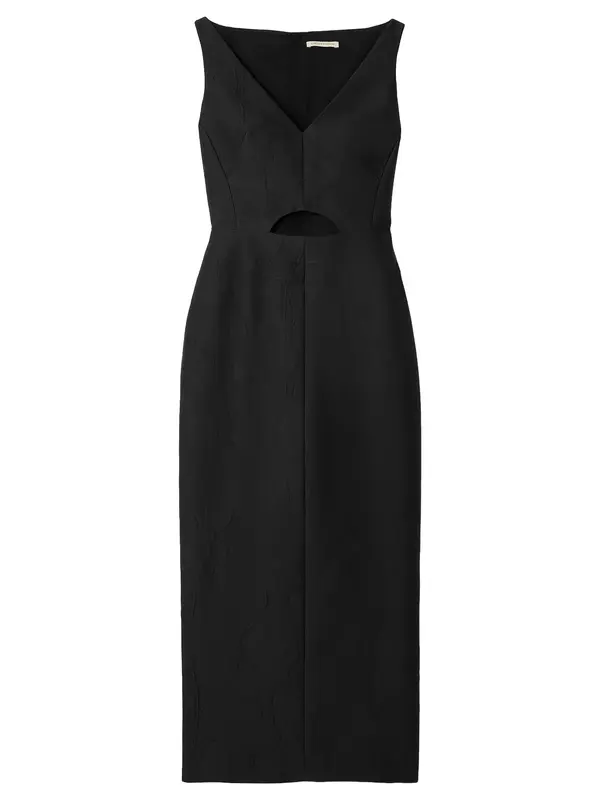EMILIA WICKSTEAD Ilyse Cutout Cloqué Midi Dress - Black
