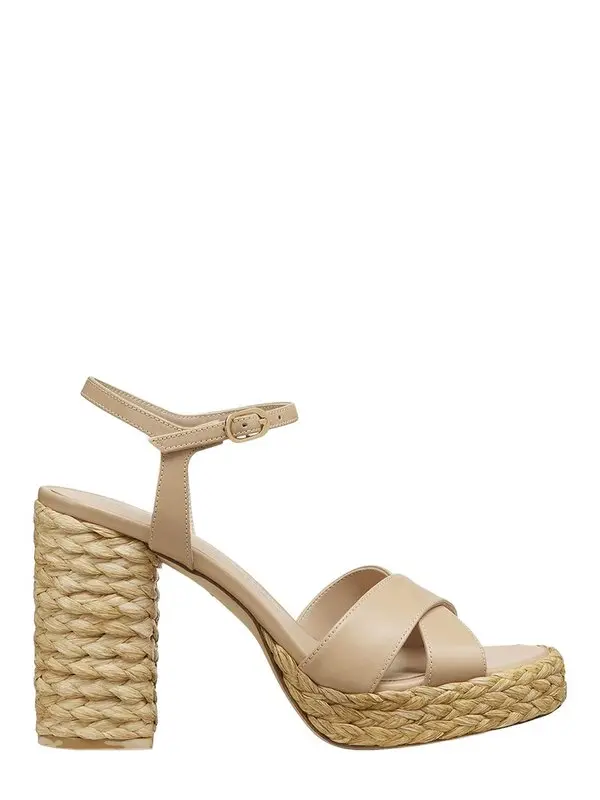 STUART WEITZMAN Dayna Leather Platform Sandals - Adobe/natural