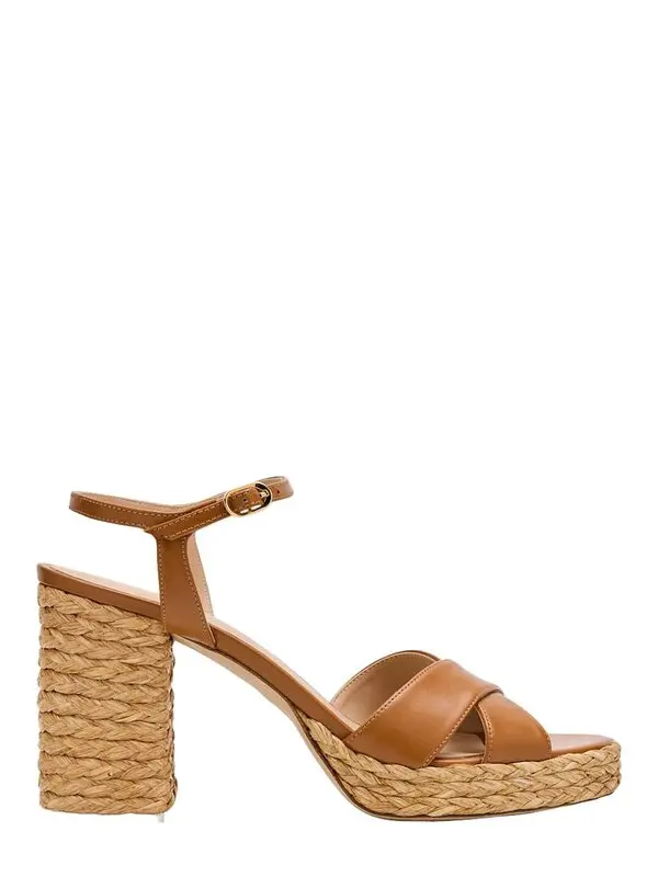 STUART WEITZMAN Dayna Leather Platform Sandals - Macchiato/natural