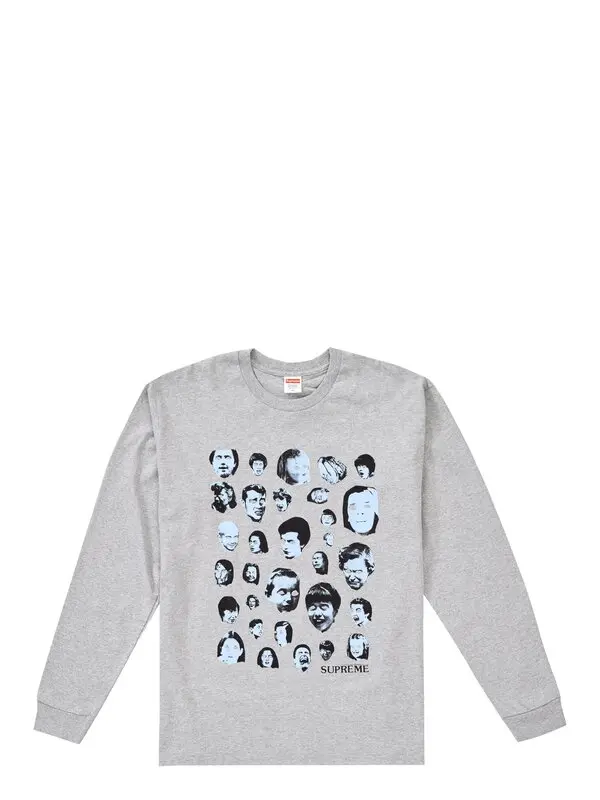 Supreme Faces Long Sleeve Tee Shirt - Heather Grey