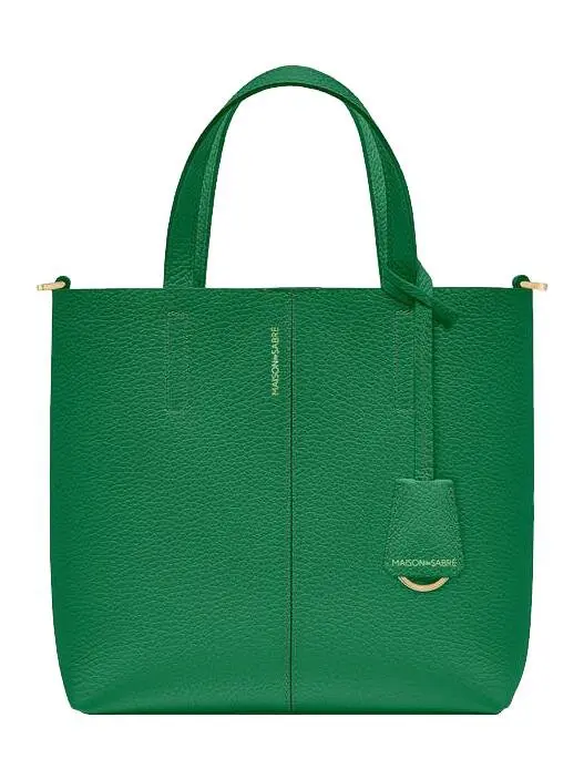 MAISON DE SABRE Small Leather Soft Tote - Emerald Lily