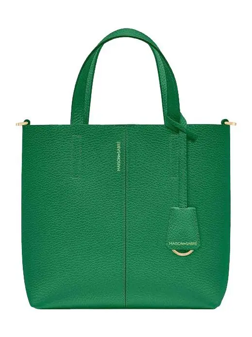 MAISON DE SABRE Small Leather Soft Tote - Emerald Lily
