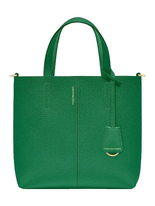 MAISON DE SABRE Small Leather Soft Tote - Emerald Lily