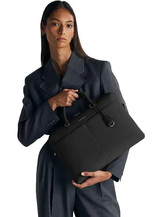 MAISON DE SABRE Leather Laptop Bag - Black Caviar