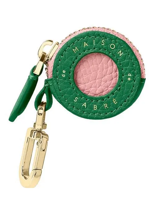 MAISON DE SABRE Leather Airtag Charm - Emerald Pink