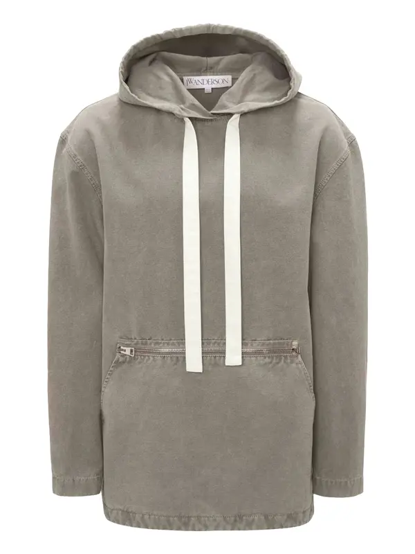 JW Anderson Garment-dyed Cotton Hoodie - Grey