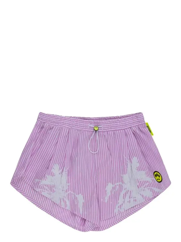 BARROW Striped Logo-print Mini Shorts - Purple