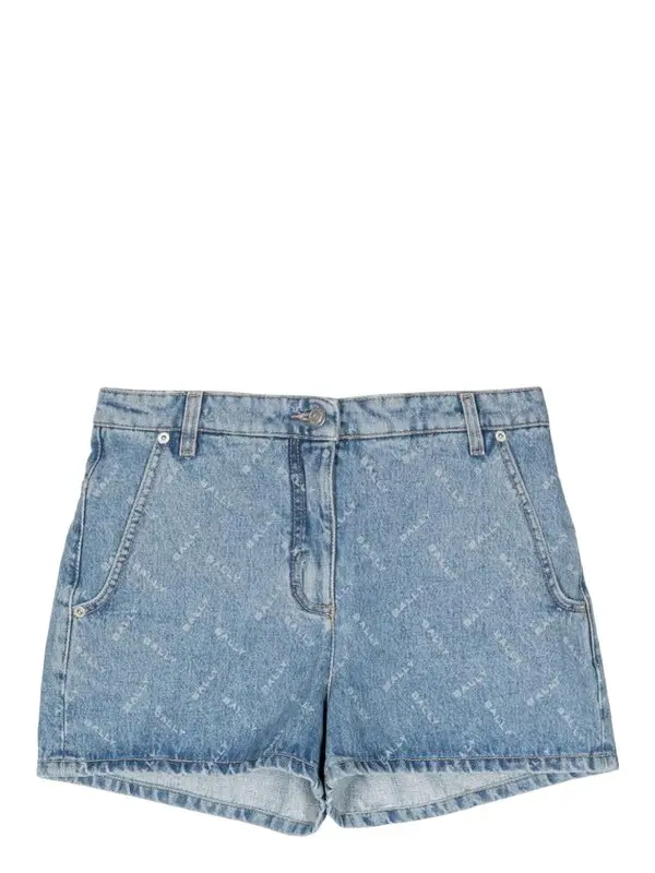 Bally Chevron-logo Denim Shorts - Blue