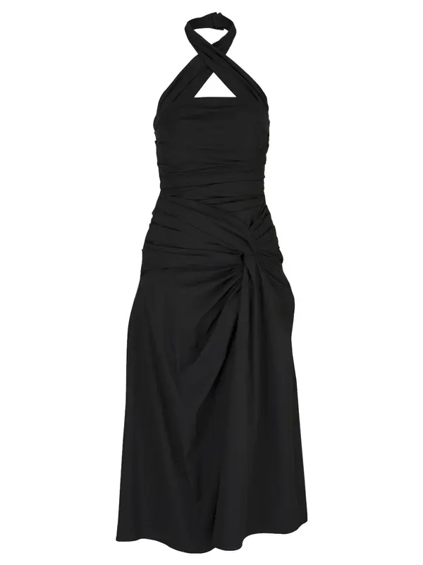 Carolina Herrera Gathered Halterneck Dress - Black