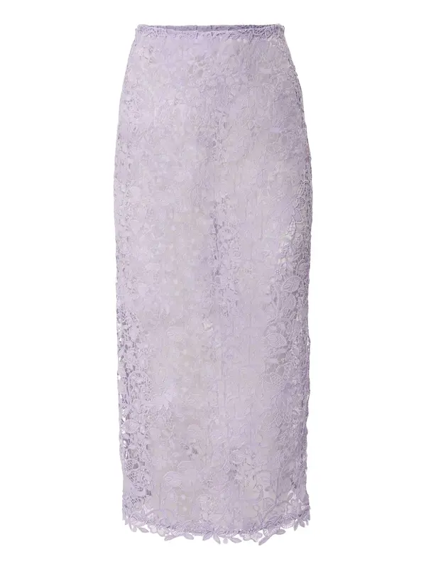 Carolina Herrera Floral-lace Midi Skirt - Purple