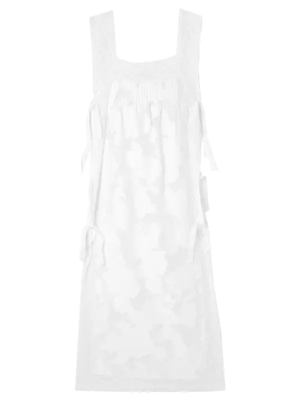 Loretta Caponi Bow-embellished Lace Dress - White