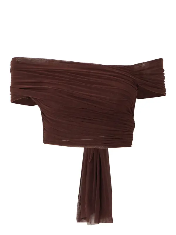 CORTANA Tully Off-the-shoulder Top - Brown