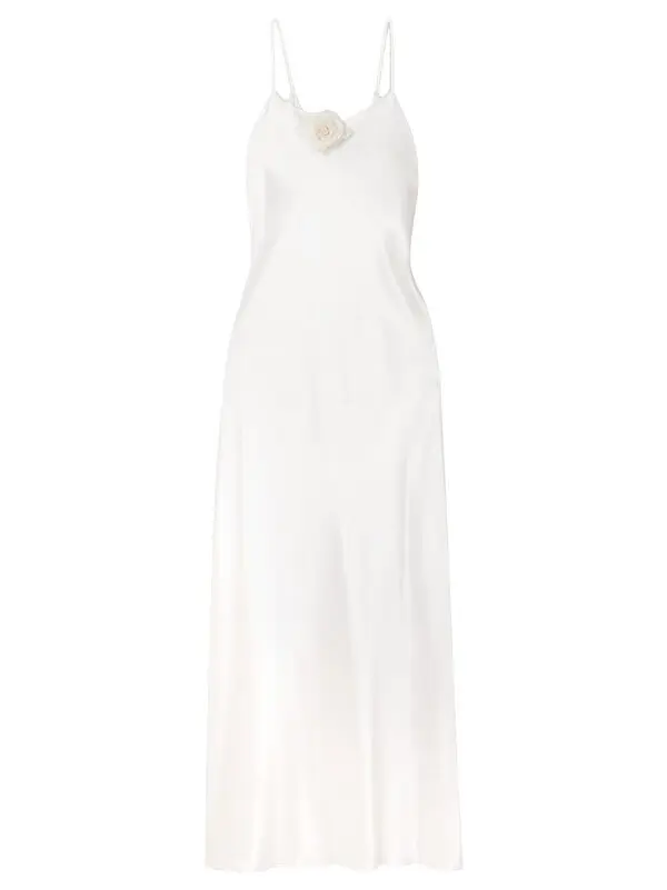 RODARTE Embellished Silk-satin Midi Dress - Neutrals