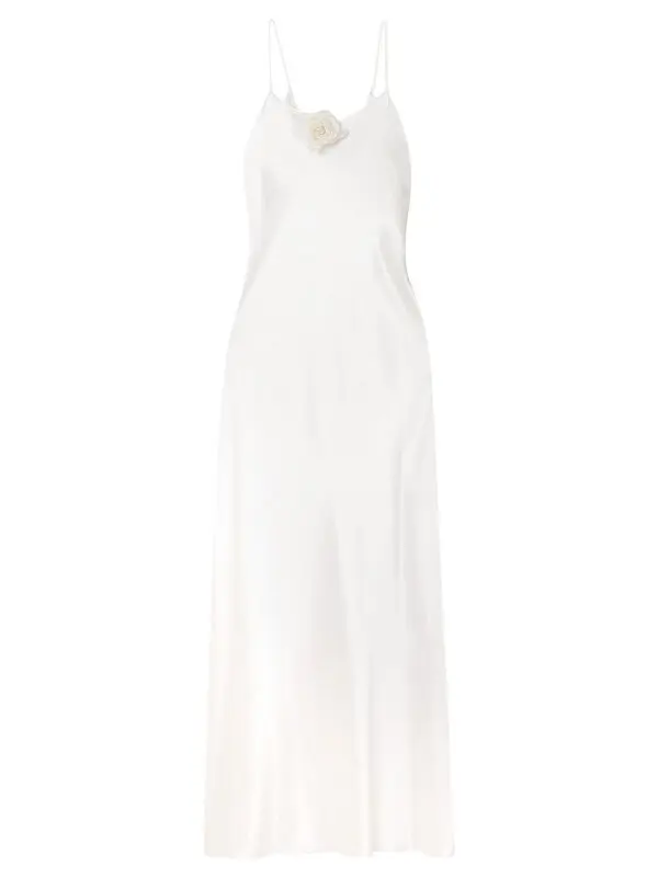 RODARTE Embellished Silk-satin Midi Dress - Off-white