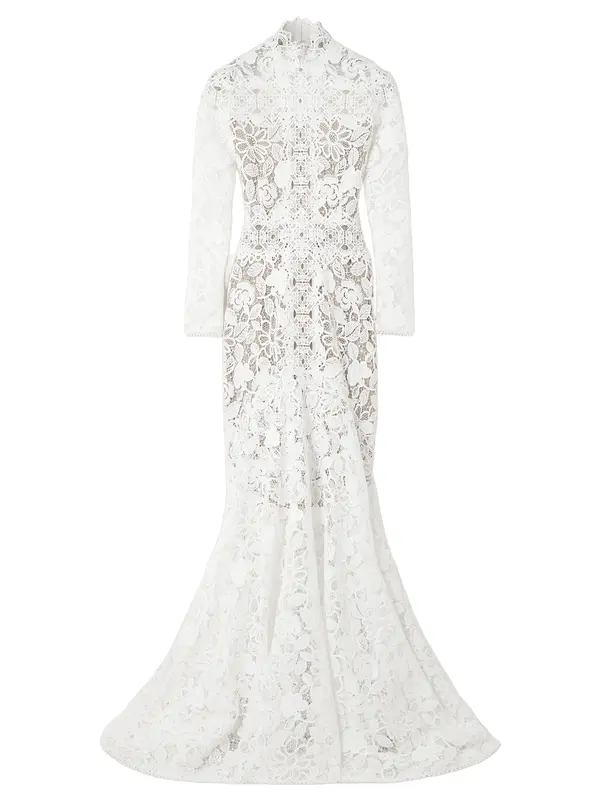 Costarellos Alessa Corded Lace And Tulle Gown - Off-white