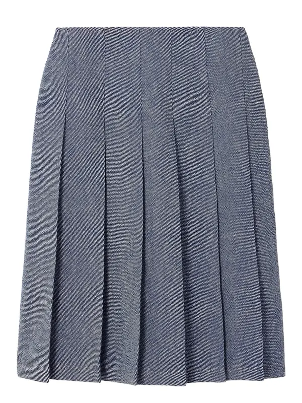 EMILIA WICKSTEAD Beryl Pleated Denim Midi Skirt - Blue