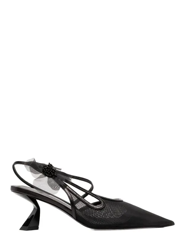 NENSI DOJAKA 65mm Faux-flower Leather Pumps - Black