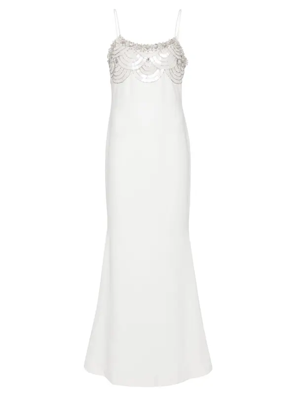 Amen Crystal-embellished Crepe Maxi Dress - White