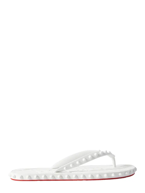 CHRISTIAN LOUBOUTIN Super Loubi Studded Flip Flops - White