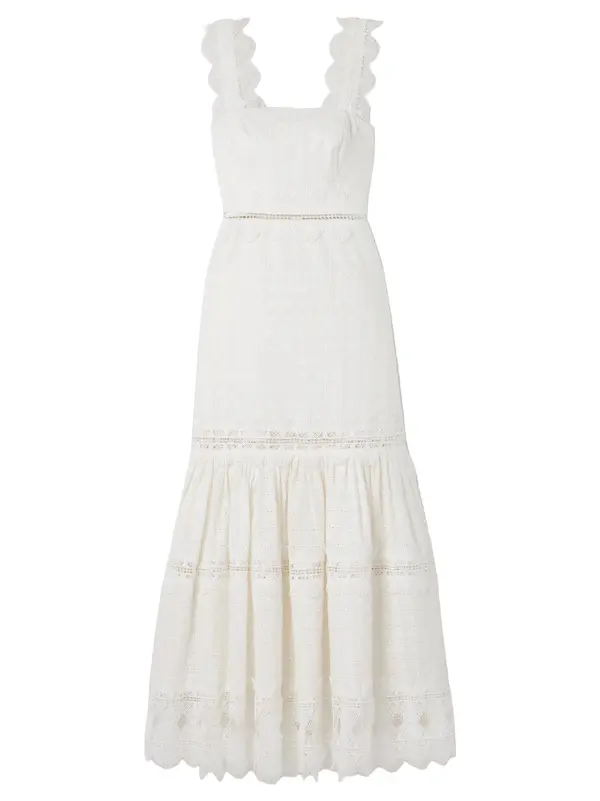 Waimari Ibiza Tiered Cotton Midi Dress - White