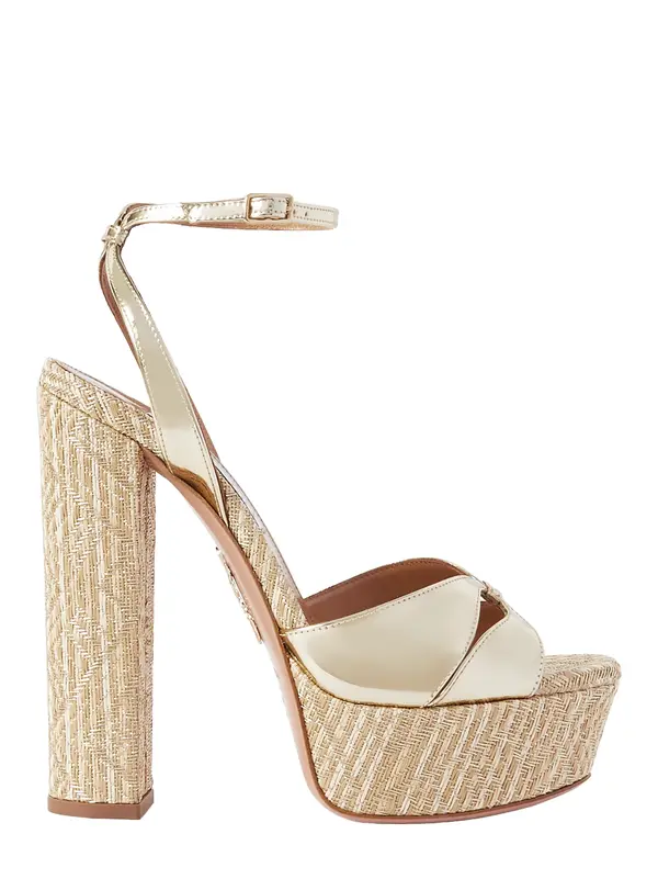 AQUAZZURA Villette 140 Metallic Faux Leather Platform Sandals - Gold