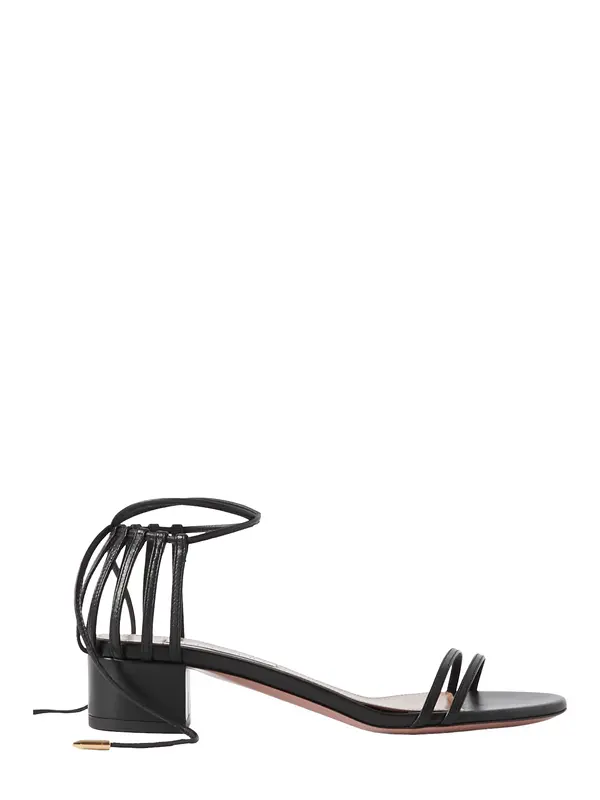 AQUAZZURA Straight To Heaven Leather Sandals - Black