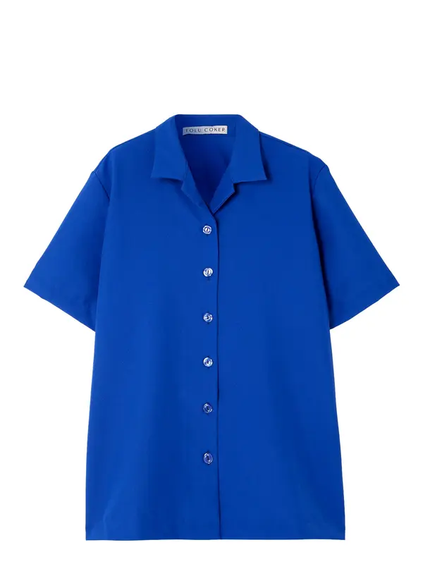 TOLU COKER Oversized Crepe Shirt - Blue
